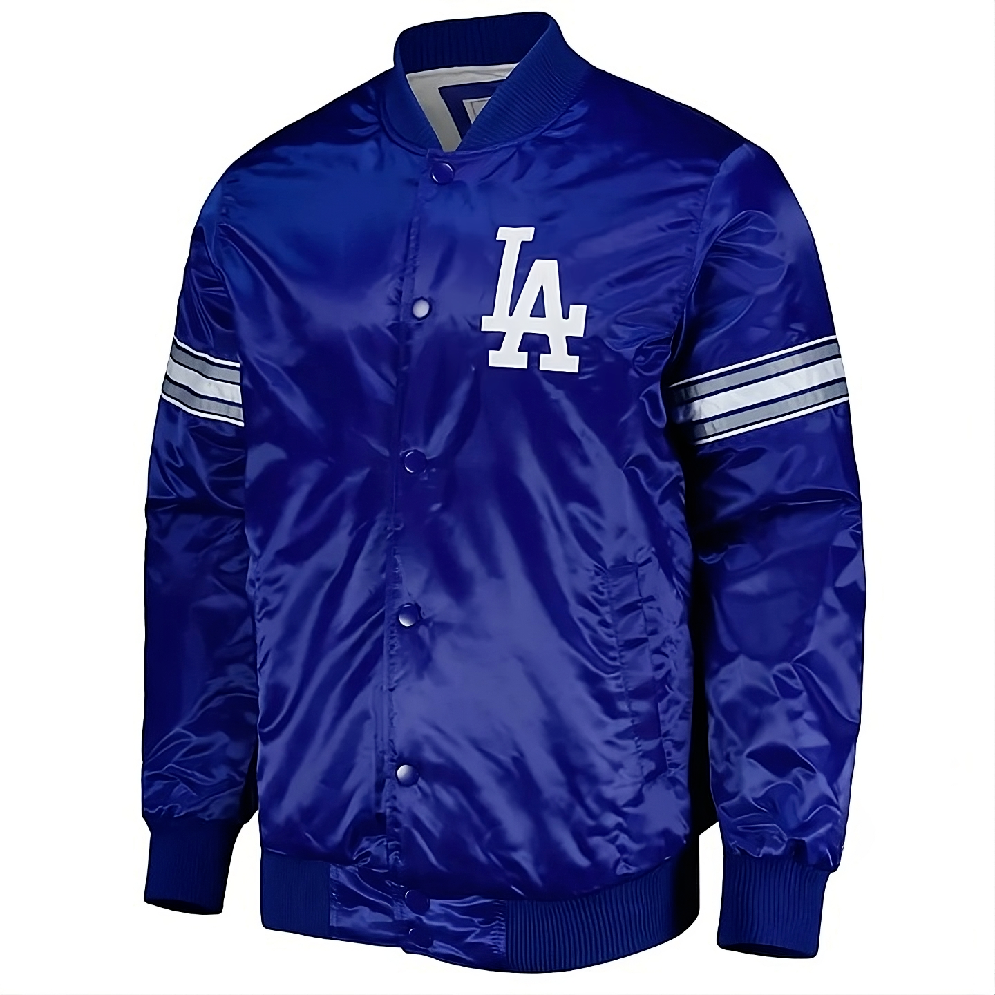 MLB LA Dodgers Blue Satin Baseball Varsity Bomber Jacket Embroidery ...