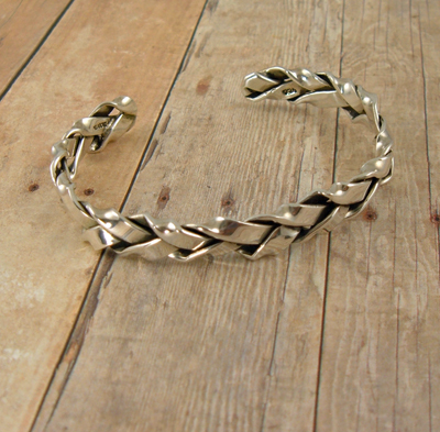 Sterling Silver Braided Cuff Bracelet - Sterling Silver (w/o Stone)
