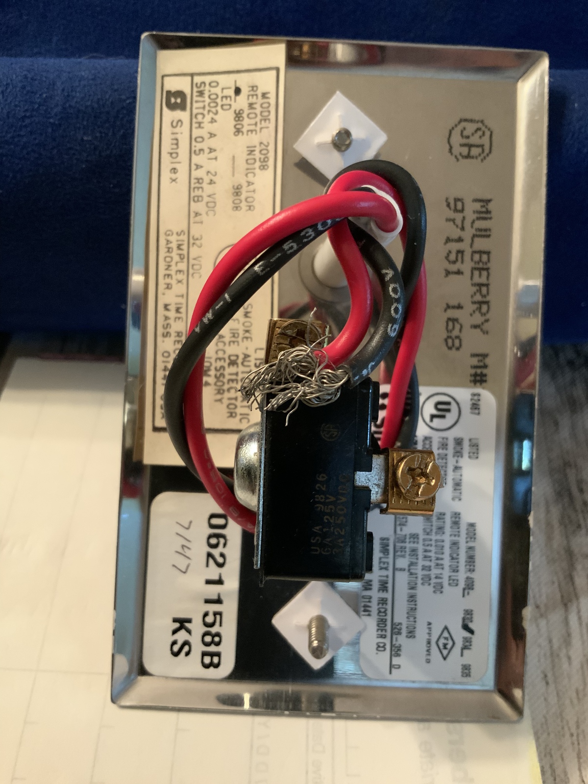 Simplex model 4098-9830 Remote Test Station, no key, red LED alarm ...