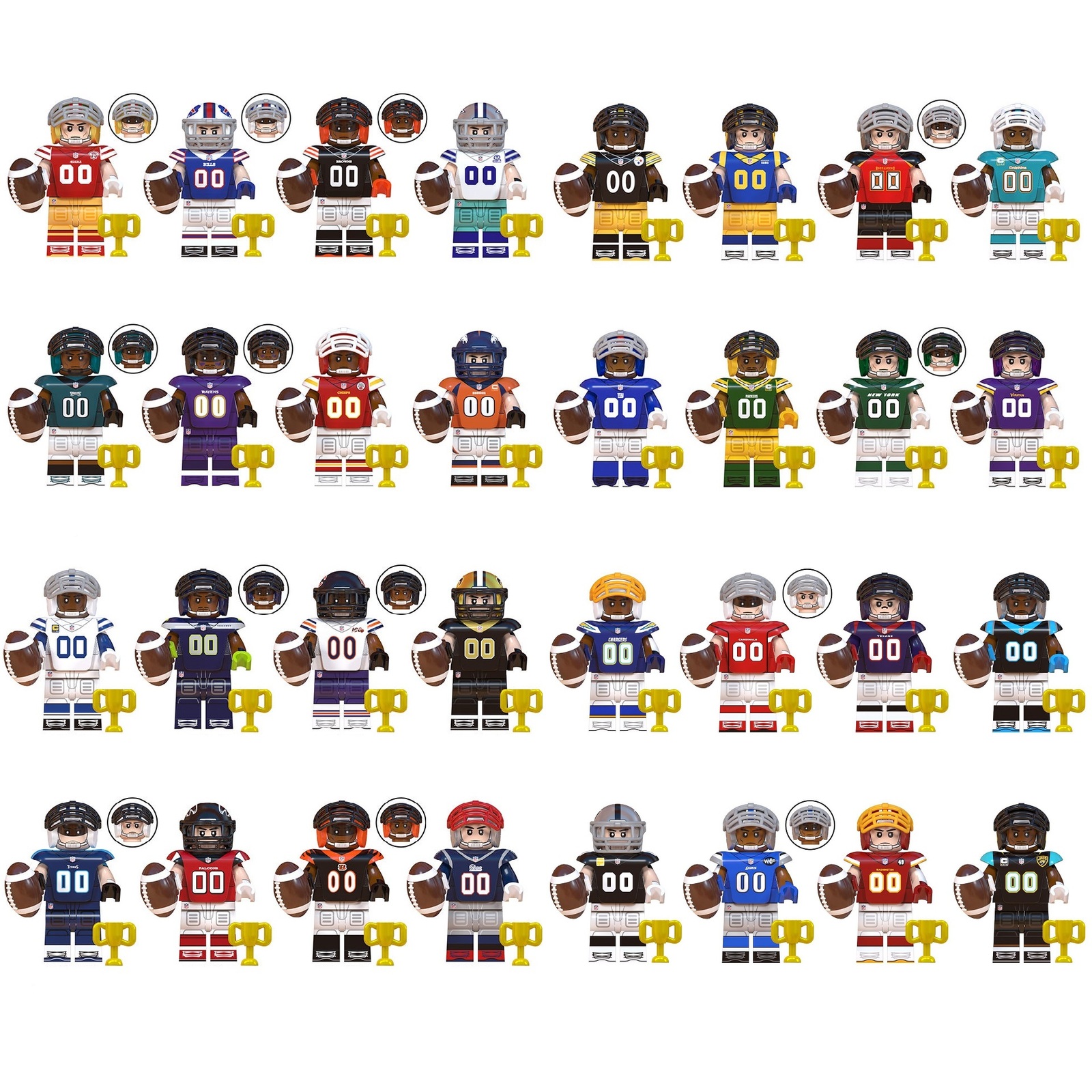 32pcs Collection Football Players Rugby Players Super Bowl NFL ...