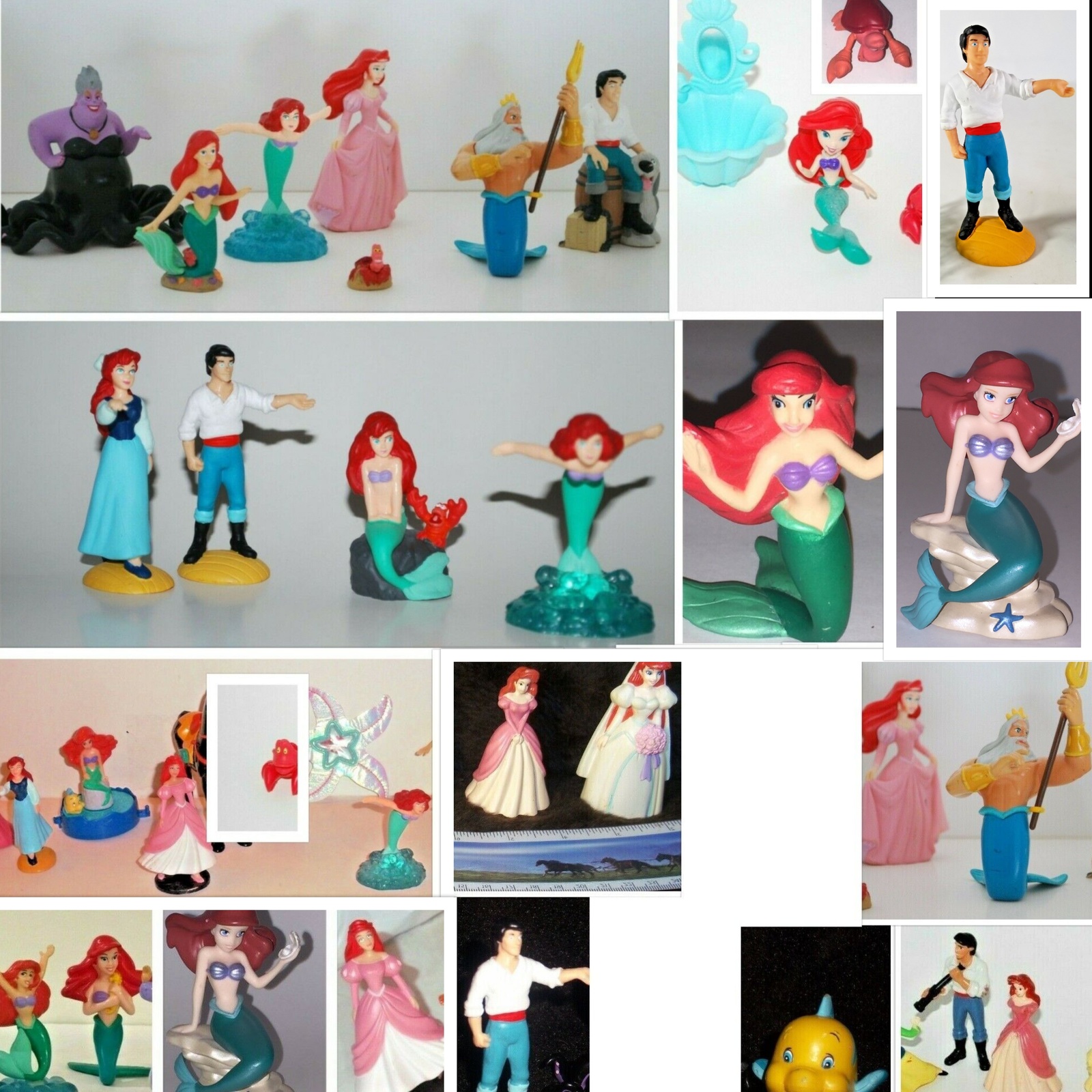 DISNEY HUGE LOT OF 34 LITTLE MERMAID FIGURENES ARIEL FLOUNDER ERIC KING ...