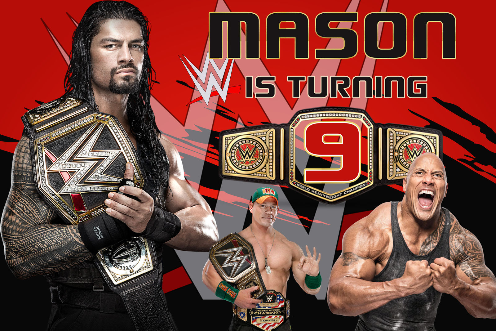 DIGITAL FILE, WWE Birthday Backdrop, WWE Banner, WWE Wall Decor - Party ...