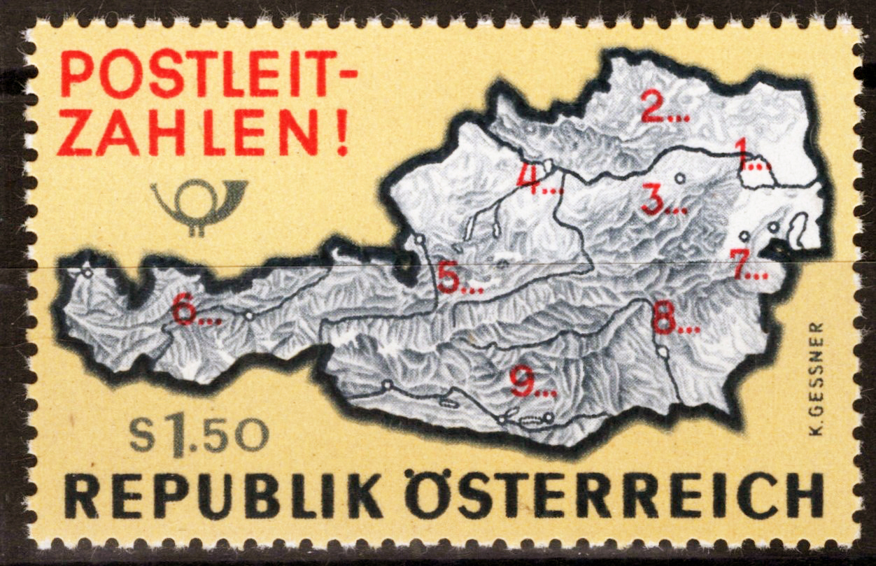 ZAYIX Austria 756 MNH Map of Austria Postal Zone Numbers 061923S149M ...