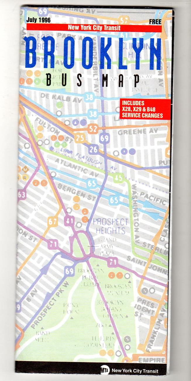 Brooklyn Bus Map, -1996 New York City Transit - US