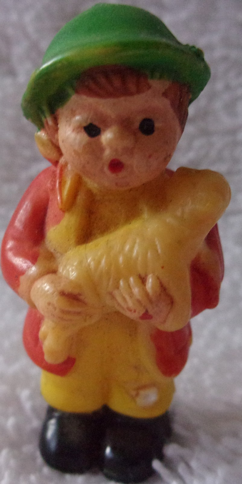 Vintage Hand Painted Minature 1.25” Plastic Little Boy With Cat Figure ...