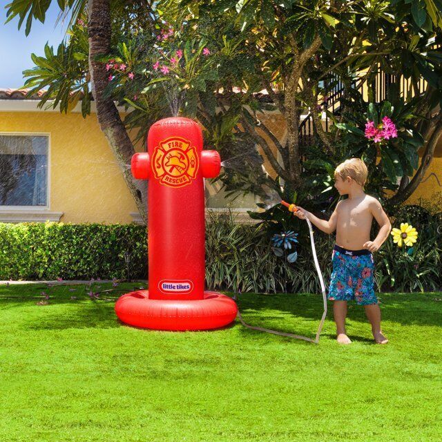 LITTLE TIKES Inflatable Red Fire Hydrant Hose Sprinkler 5 Foot Tall ...
