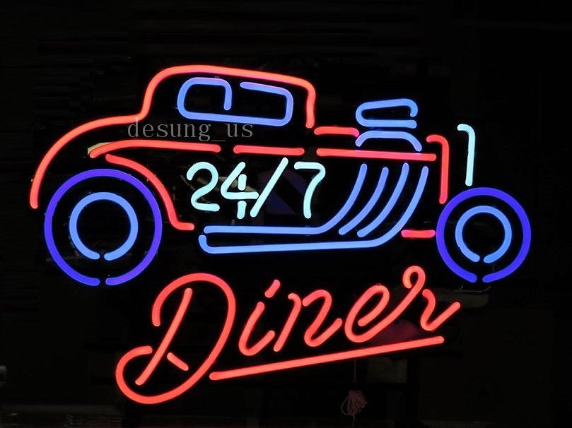 New 24 Hours Diner Open Beer Bar Route 66 Lamp Light Neon Sign 24"x20 ...