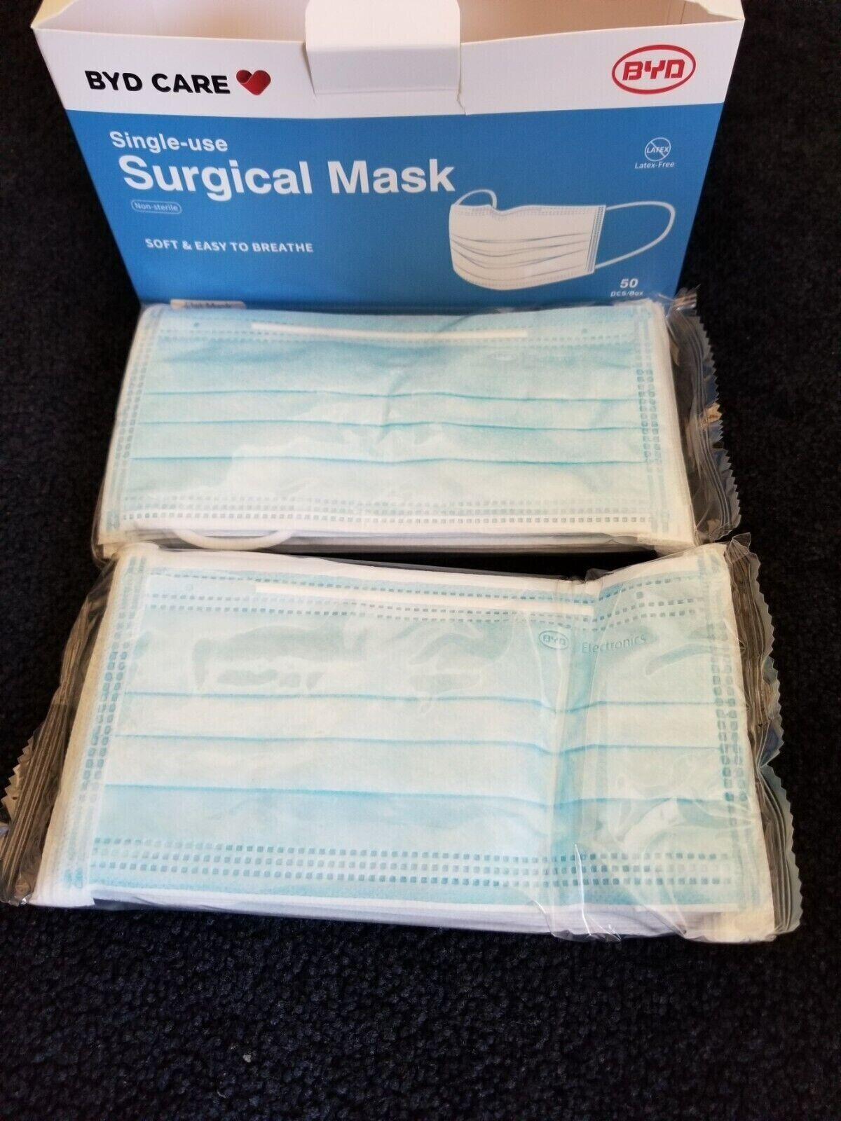 BYD CARE SURGICAL MASK, 50 COUNT, SEALED Packs inside a box ...