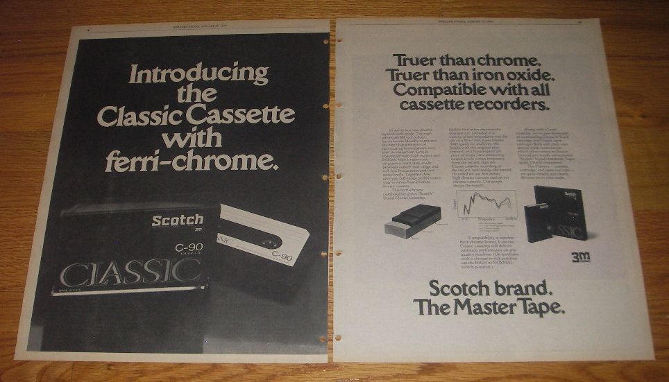 1974 3M Scotch Brand Tape Ad - Introducing the classic cassette - 1980-89