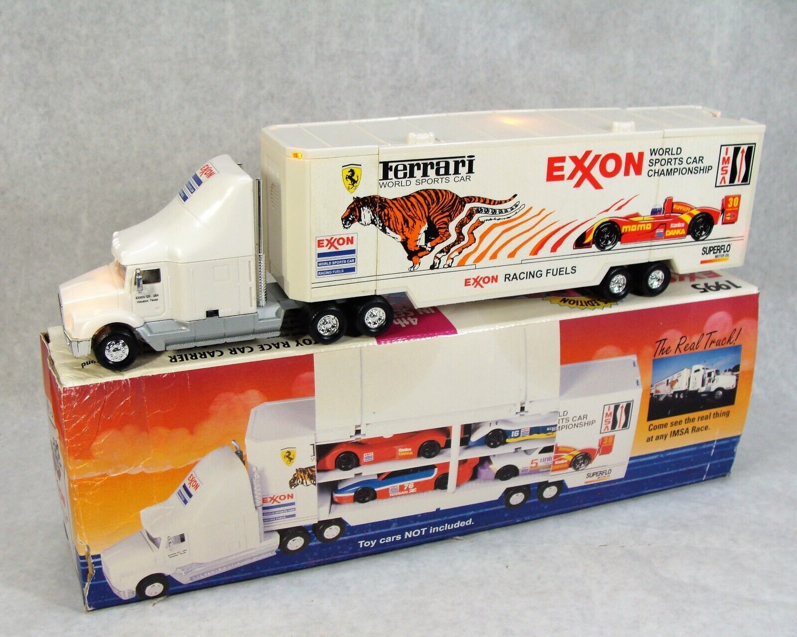 VINTAGE 1995 EXXON FERRARI SPORTS CAR CARRIER TRUCK W/ CARS WORKS ...