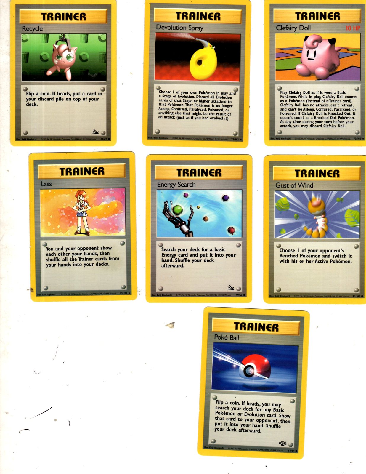 Pokemon Cards Training -- Lot of 7 training cards - Trading Card Lots