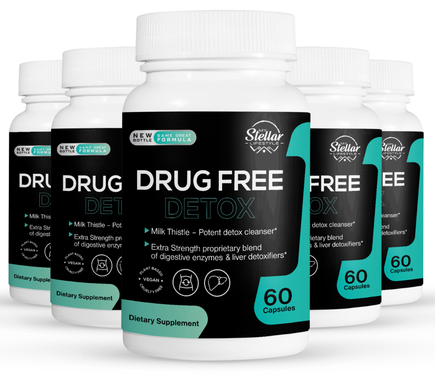 5 Pack Free Detox, extra strength digestive & liver detox-60 Capsules ...