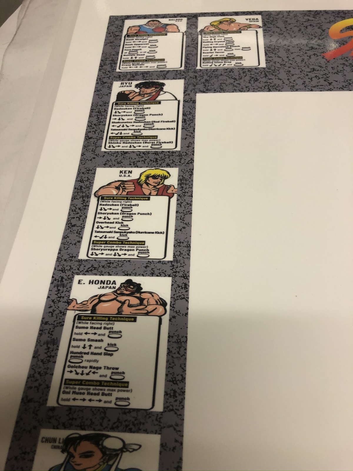 STREET FIGHTER ARCADE1UP ARCADE 1UP BEZEL MOVES ARCADES DECALS VINYL ...