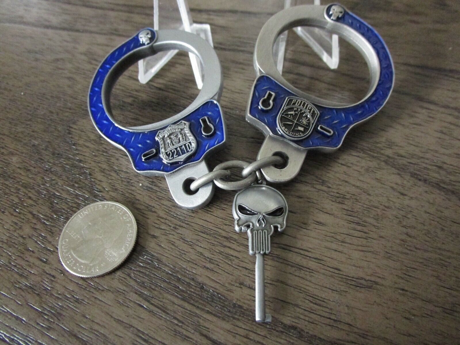 NYPD Narcotics Narco Handcuffs With Punisher Key Blue Version Challenge ...