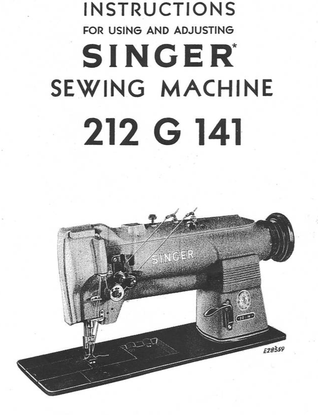 Singer 212 G 141 Manual Instructions Adjusting - Sewing