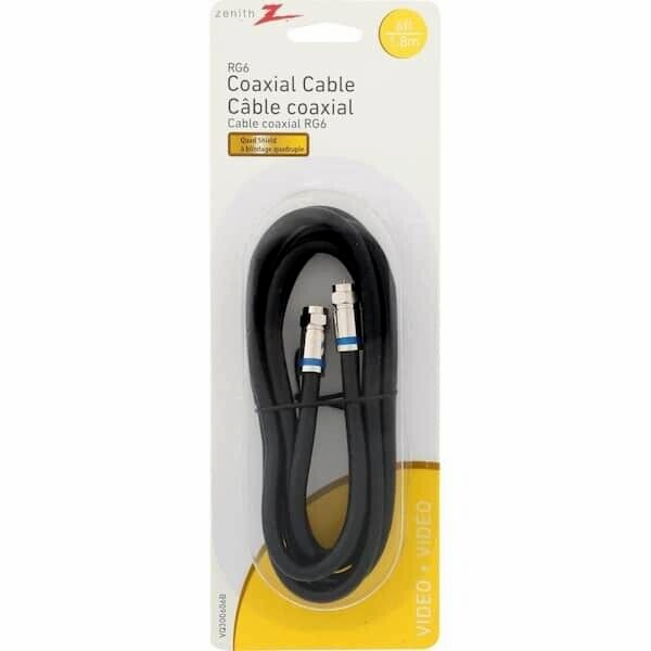 Zenith Premium 6 ft. RG6 Quad Shield Coaxial Cable, Black - Video ...
