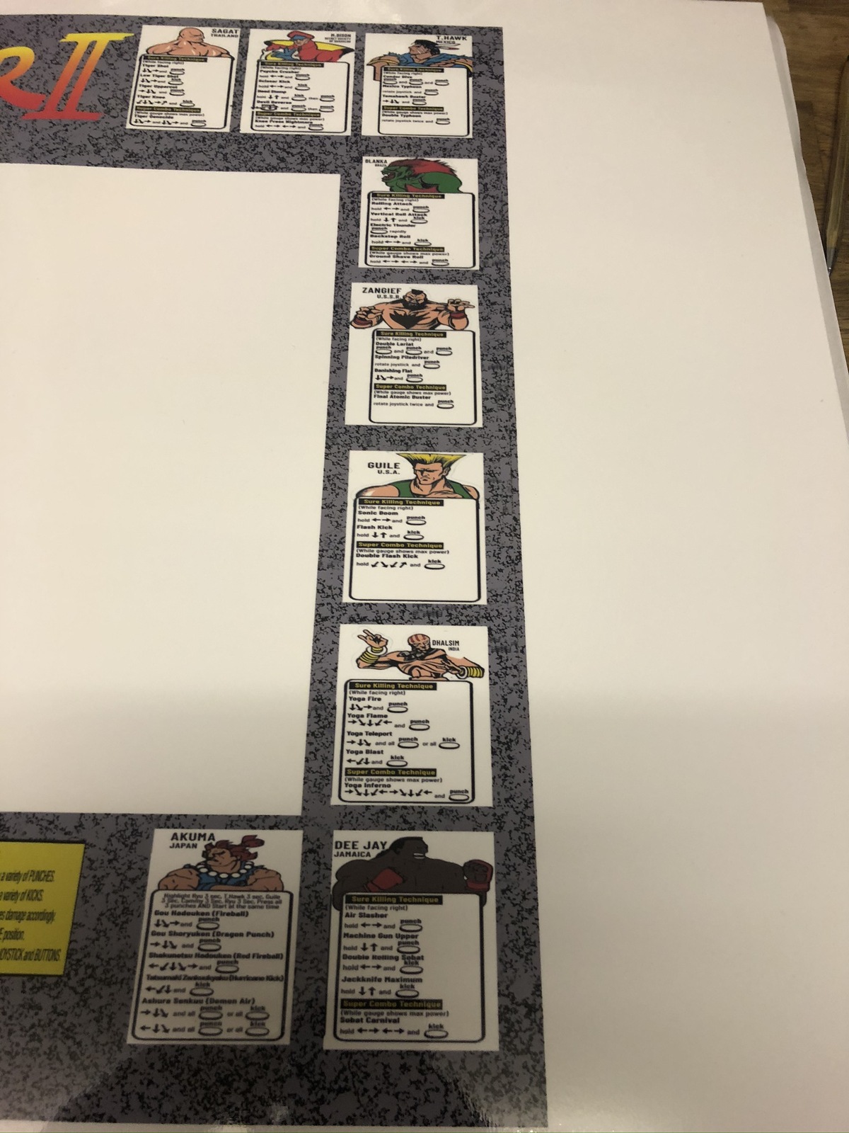 STREET FIGHTER ARCADE1UP ARCADE 1UP BEZEL MOVES ARCADES DECALS VINYL ...