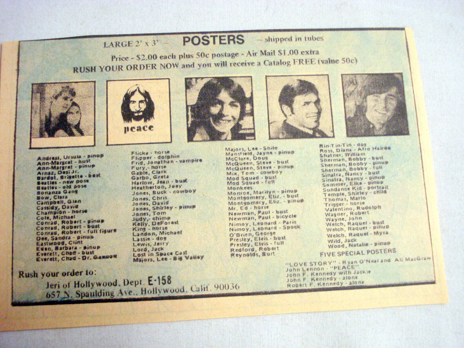 1971 Posters Ad David Cassidy Chad Everett Bobby Sherman John Lennon ...