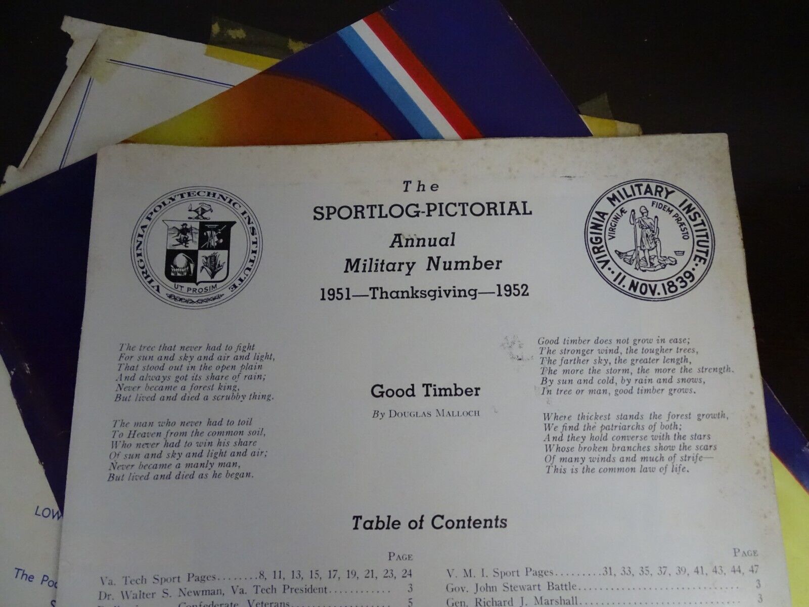 College Football Game Program, 1950's Vintage Virginia Tech VPI vs VMI ...