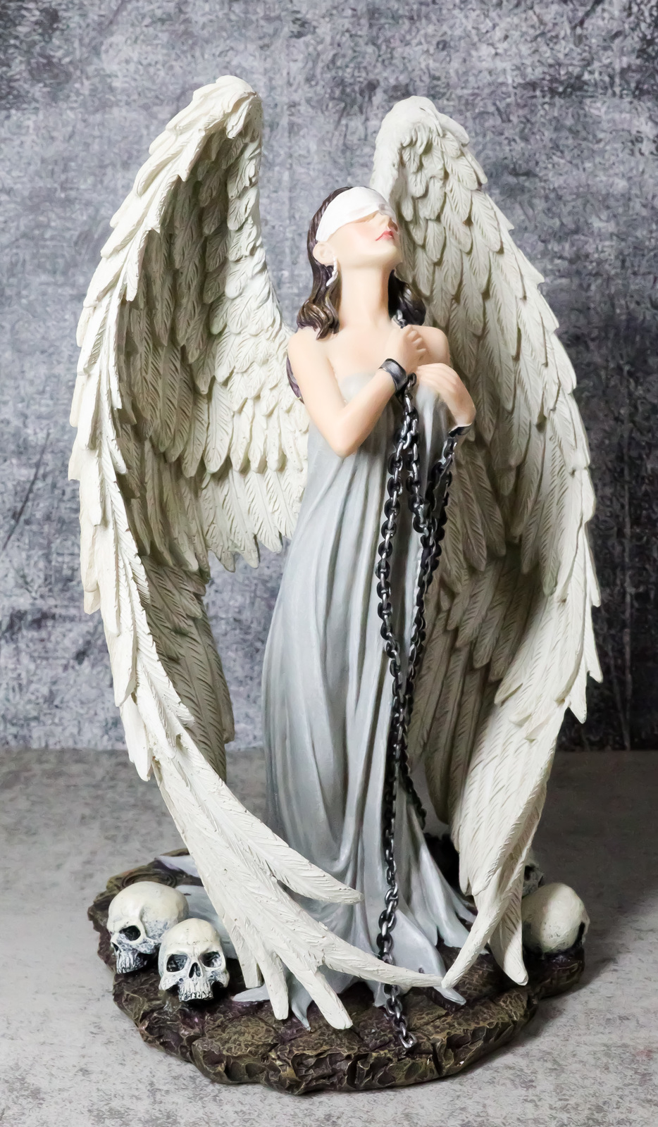 Captive Spirits Blindfolded Standing Angel Tied In Chains By Skulls ...