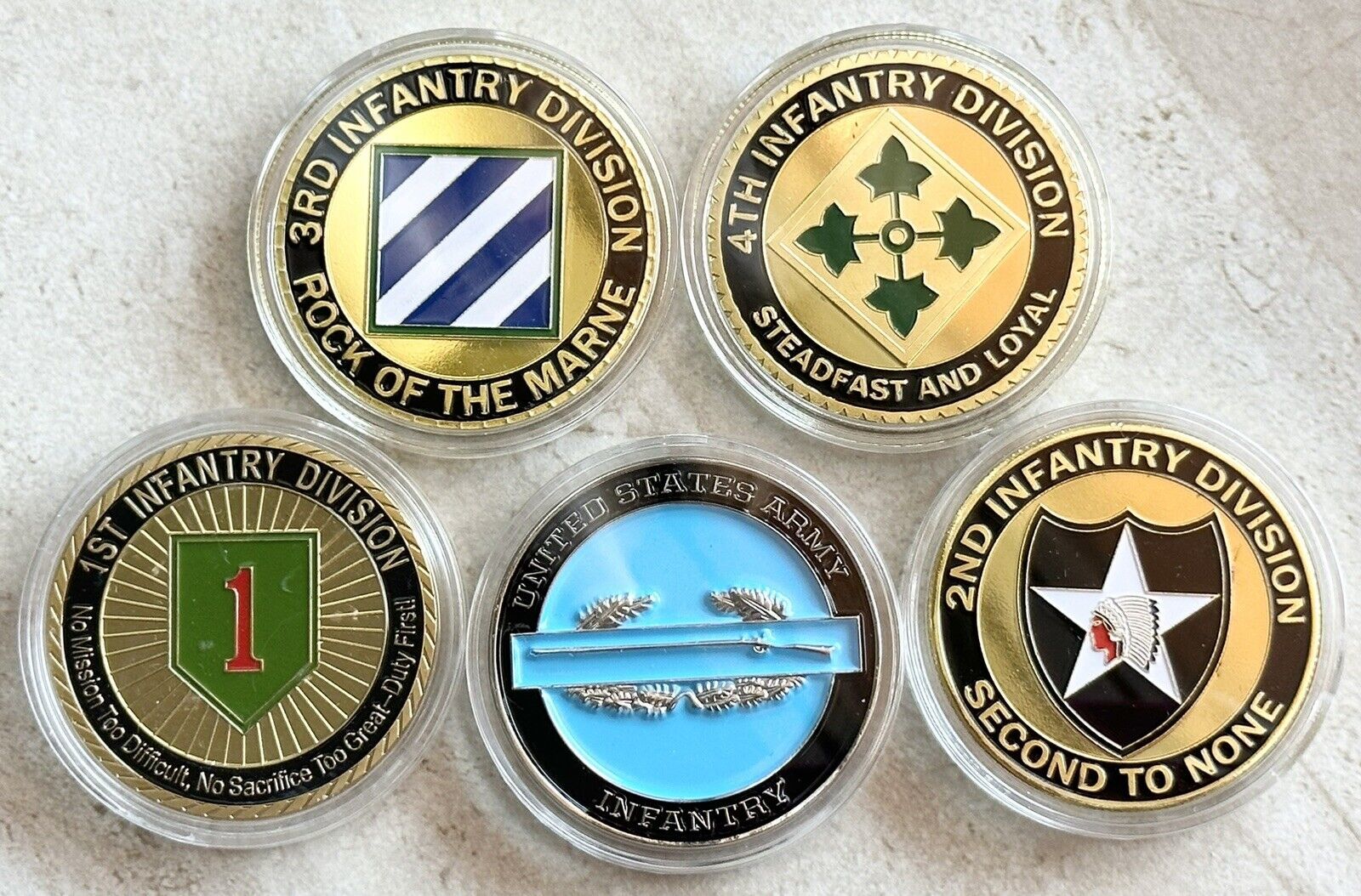 5pcs US Army Challenge Coin Army Combat Infantry Coin! 1st 2nd 3rd 4th ...