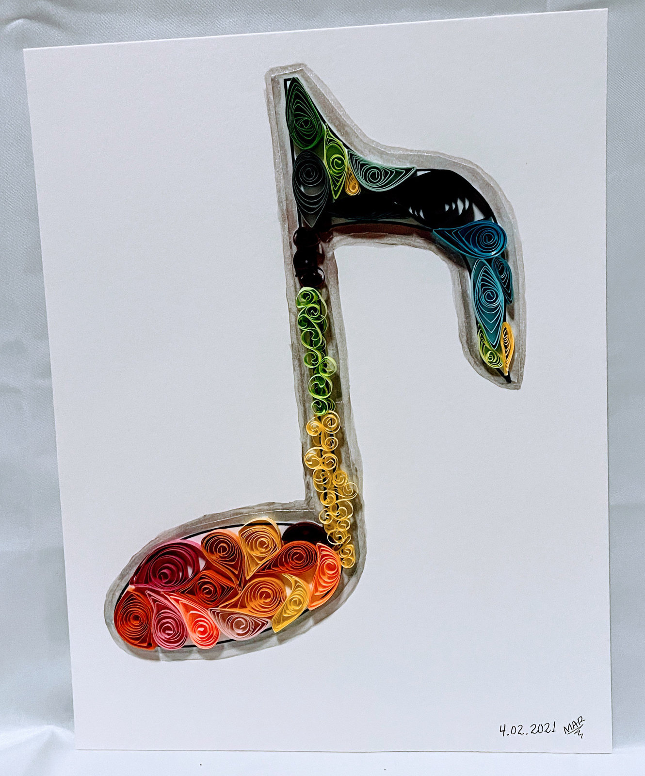 Handcrafted Quilled Paper Art Rainbow Quaver Musical Note Wall Paper ...