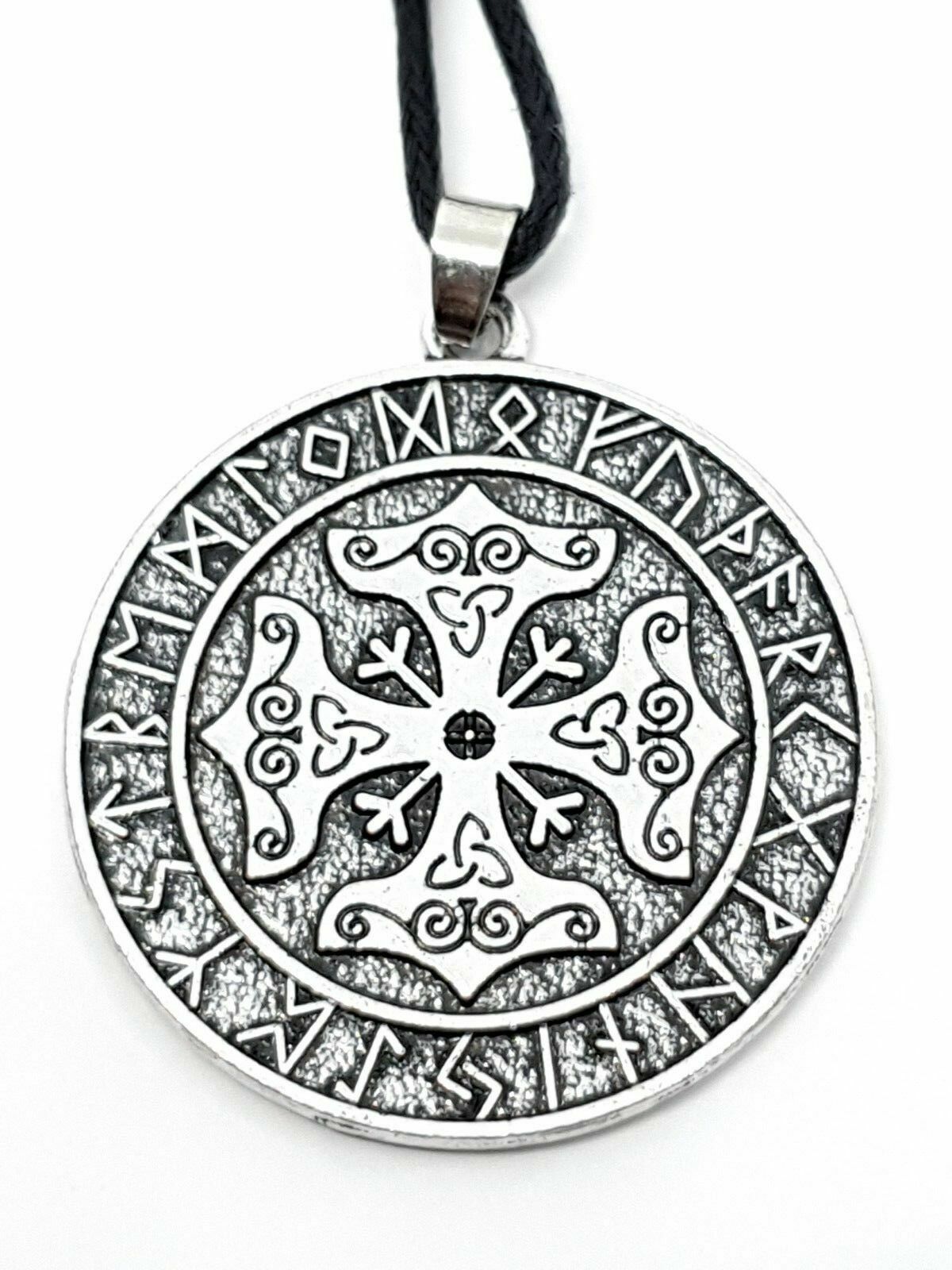 Thors Hammer Cross Necklace Pendant Rune Intuition & Decisions Corded ...