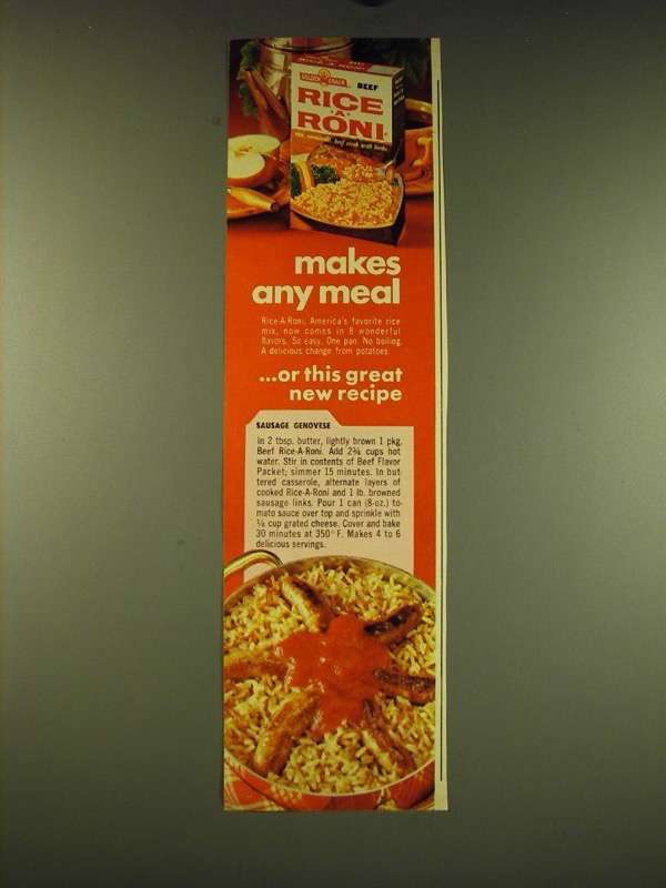 1967 Golden Grain Beef Rice-A-Roni Ad - makes any meal - 1960-69