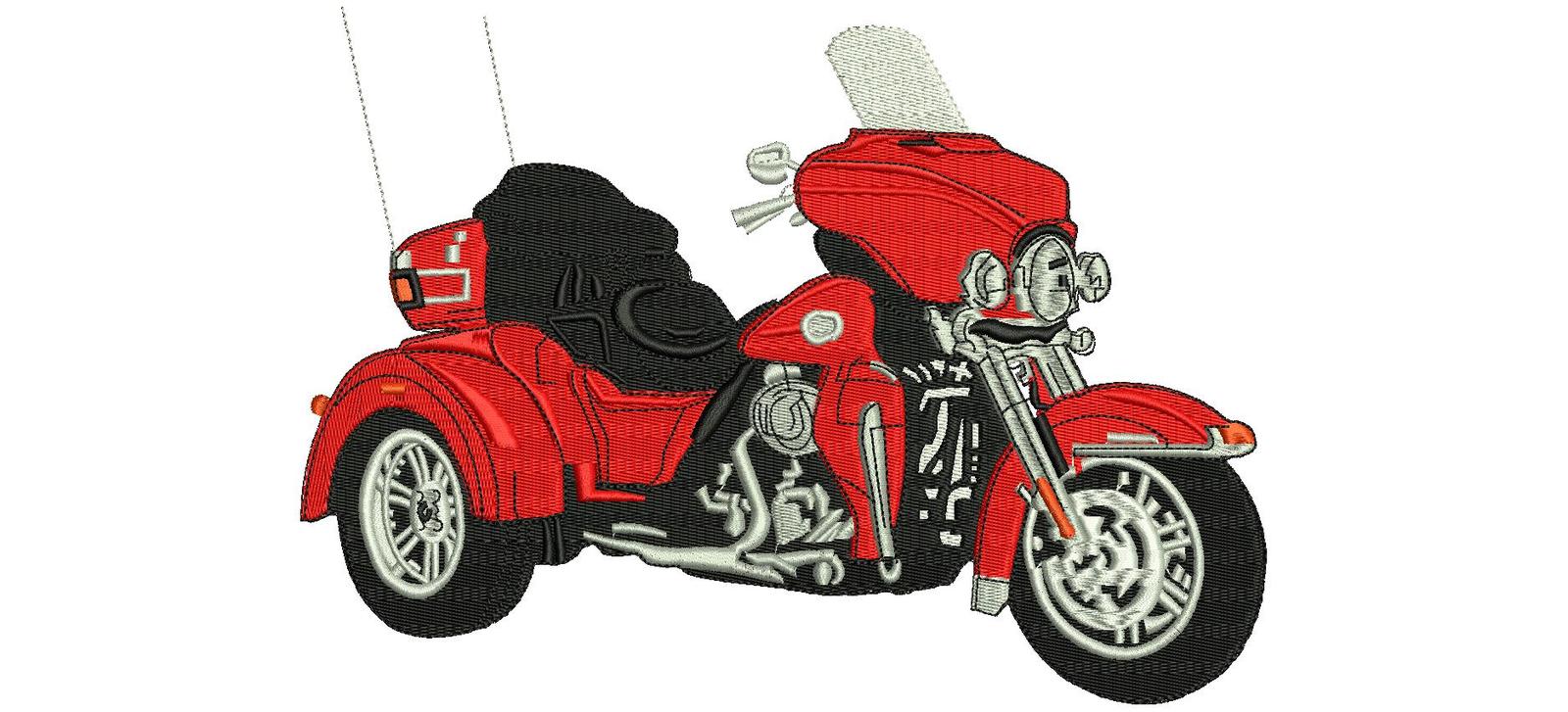 Harley Trike Jacketback size digitized filled embroidery design Digital ...