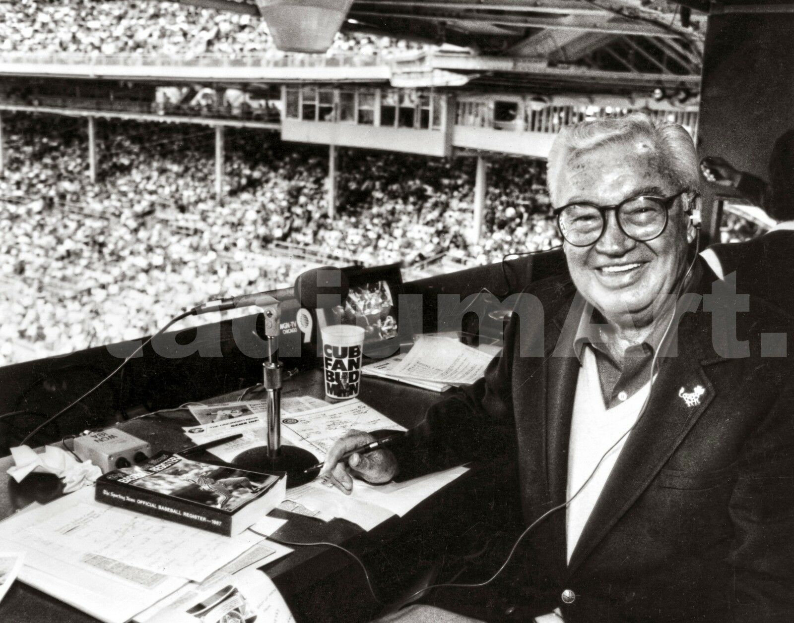Chicago Cubs Harry Caray Sportscaster Announcer Wrigley Field 48x36 ...