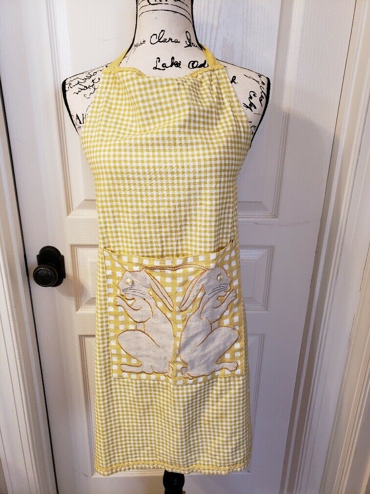 Pier One Imports Pier 1 Imports Easter Apron Yellow Plaid Bunny Rabbits ...