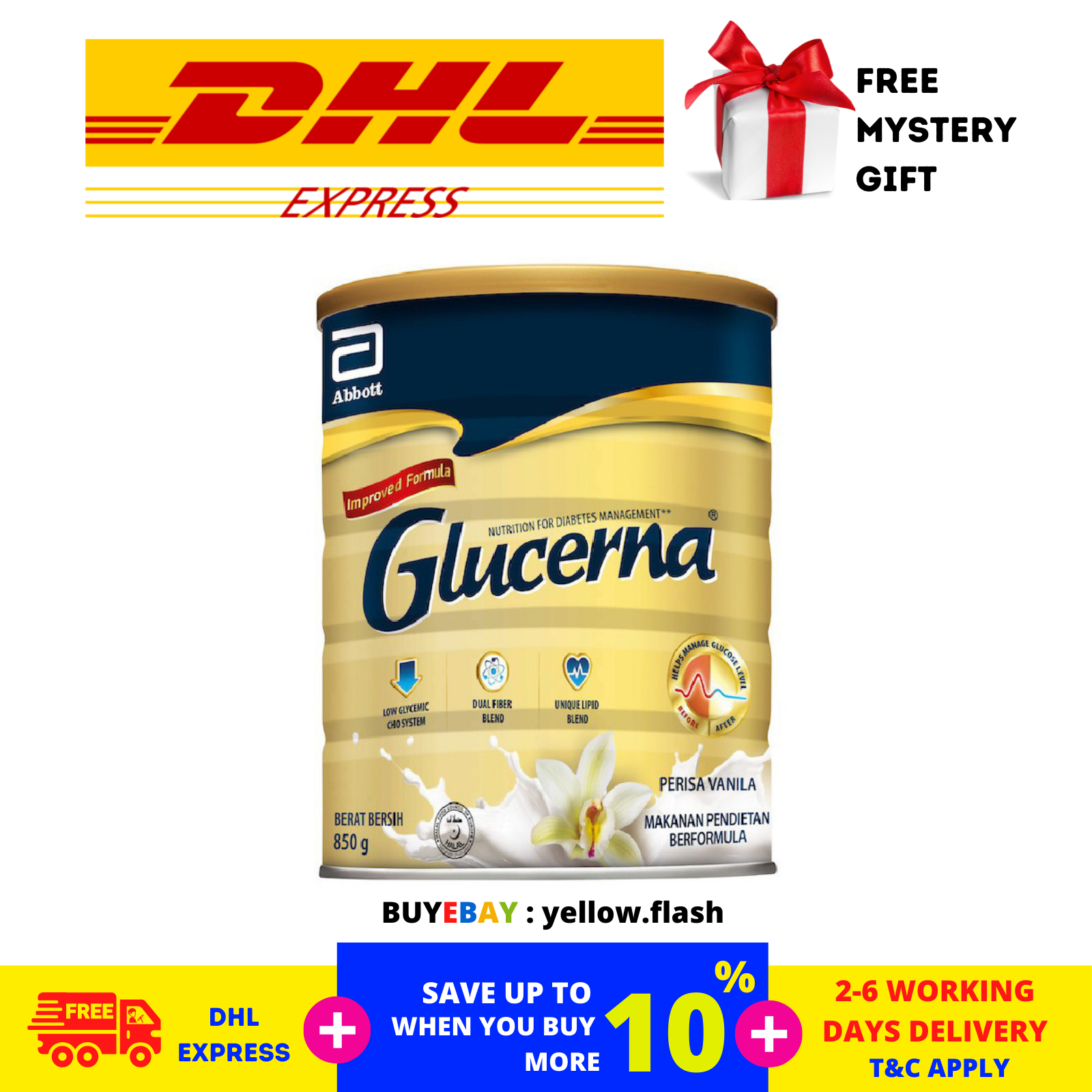 4 X Glucerna Triple Care Diabetic Milk Powder Vanilla Flavored 850g DHL ...