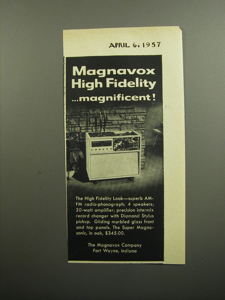 1957 Magnavox Super Magnasonic Phonograph Ad - Magnavox High Fidelity - 1980-89