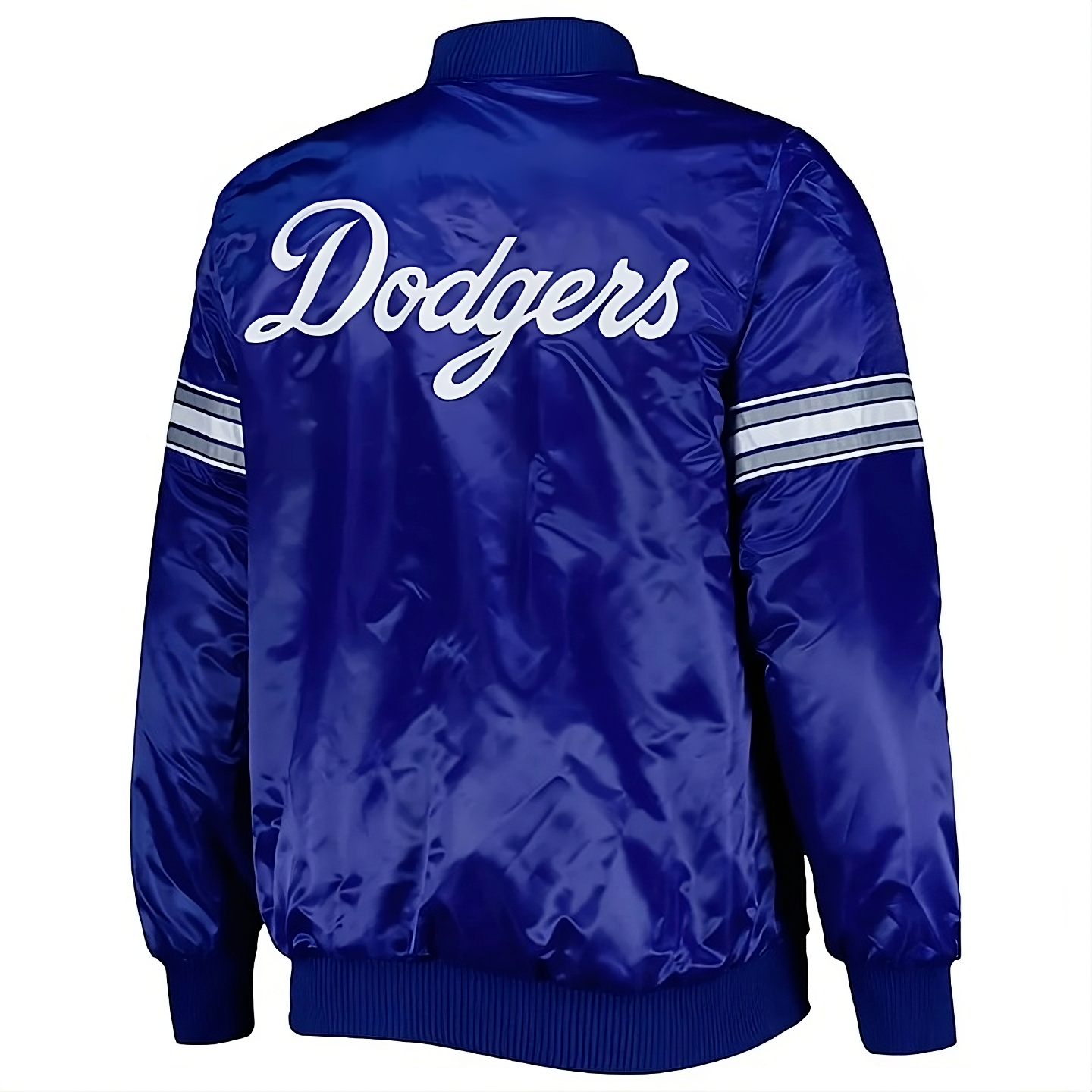 MLB LA Dodgers Blue Satin Baseball Varsity Bomber Jacket Embroidery ...