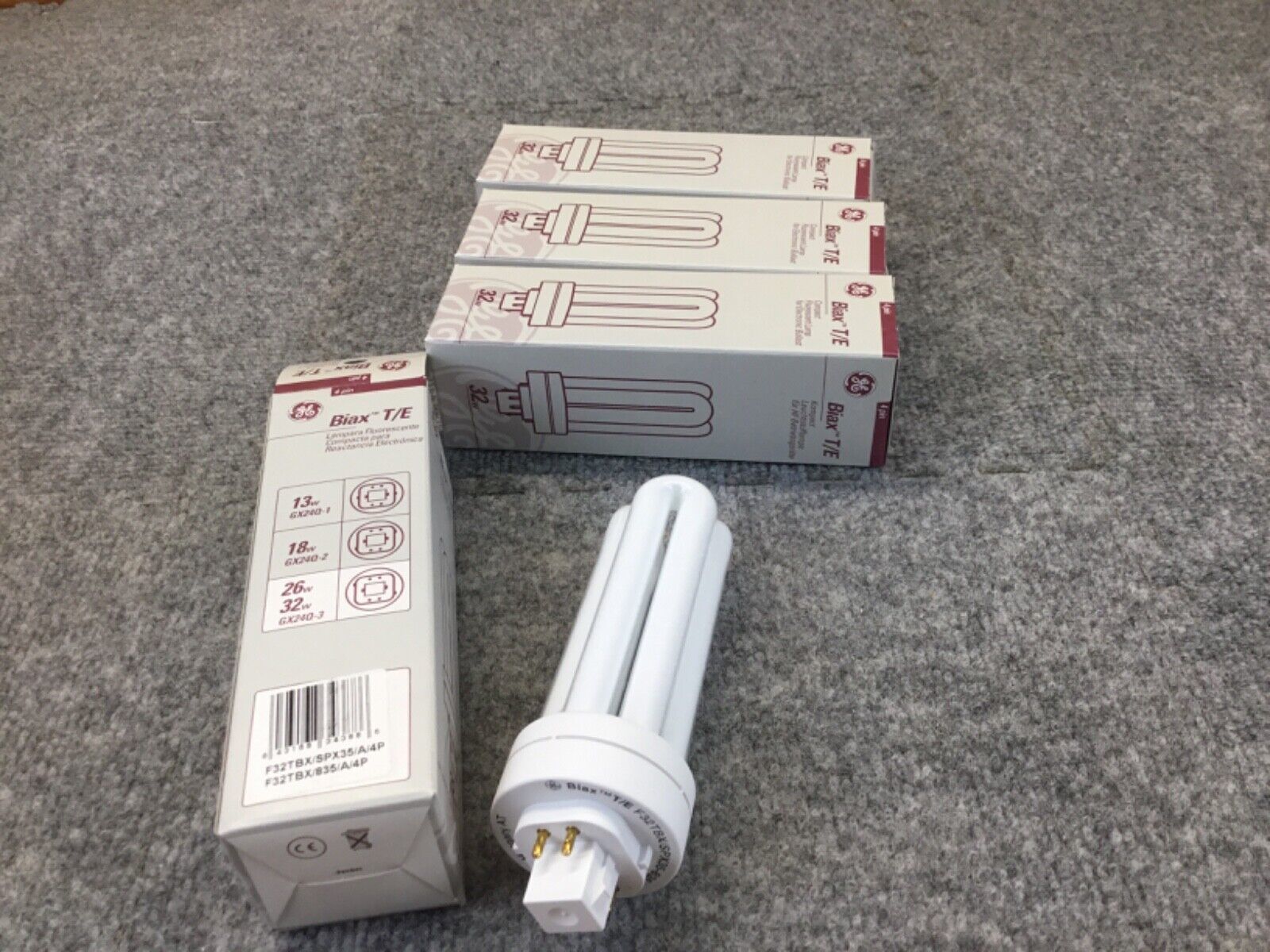 Lot-4 GE 34388 fluorescent bulb Biax T/E F32TBX/835/A/4P 32w base GX24q ...