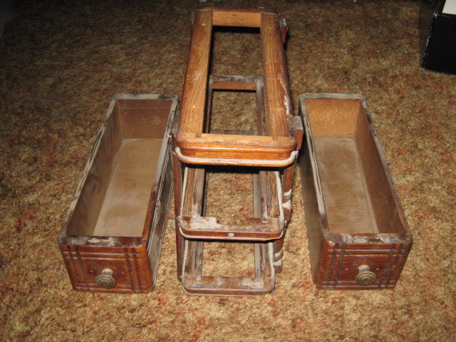 Two Singer Treadle Sewing Machine Right Hand Drawers In Holder - Furniture