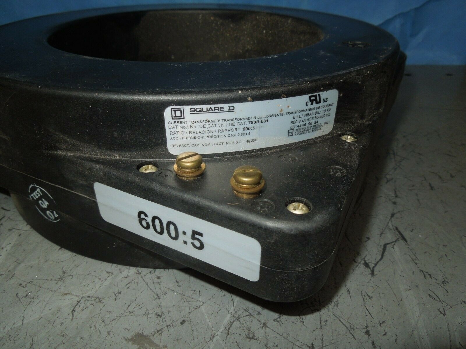 Square D 780R-601 600:5 6 1/2" Window Current Transformer 10kv BIL 600V ...