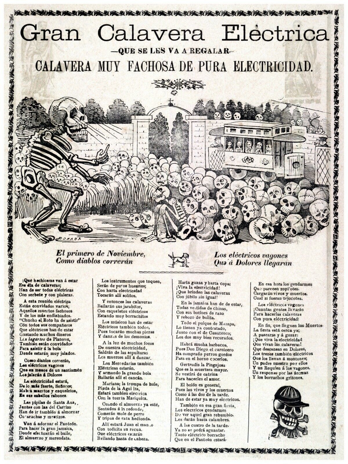 4221.Gran Calavera Electrica.Mexican poem POSTER.Dia de Muertos Skull ...