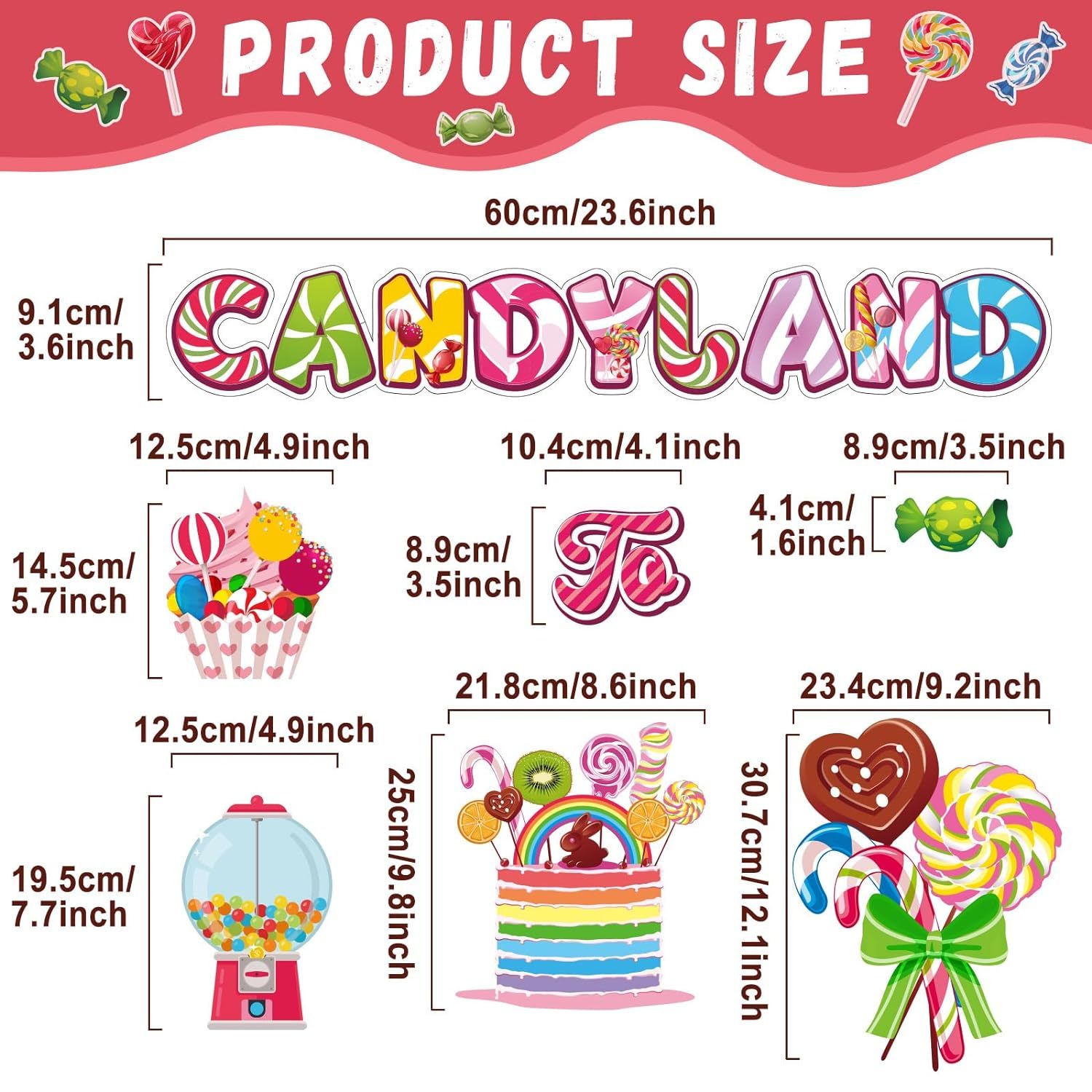 Candyland Bulletin Board Set Decorations LollipopCutouts Sweet Candy ...