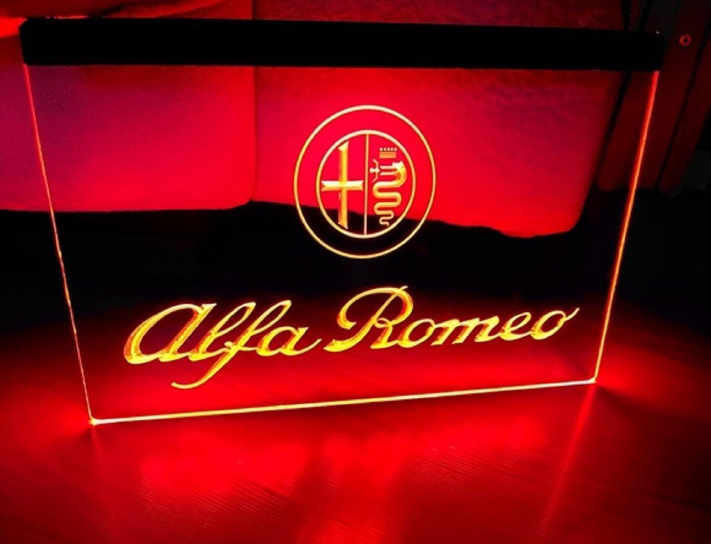 Alfa Romeo Illuminated Led Neon Sign Home Decor, Garage, Lights Décor ...