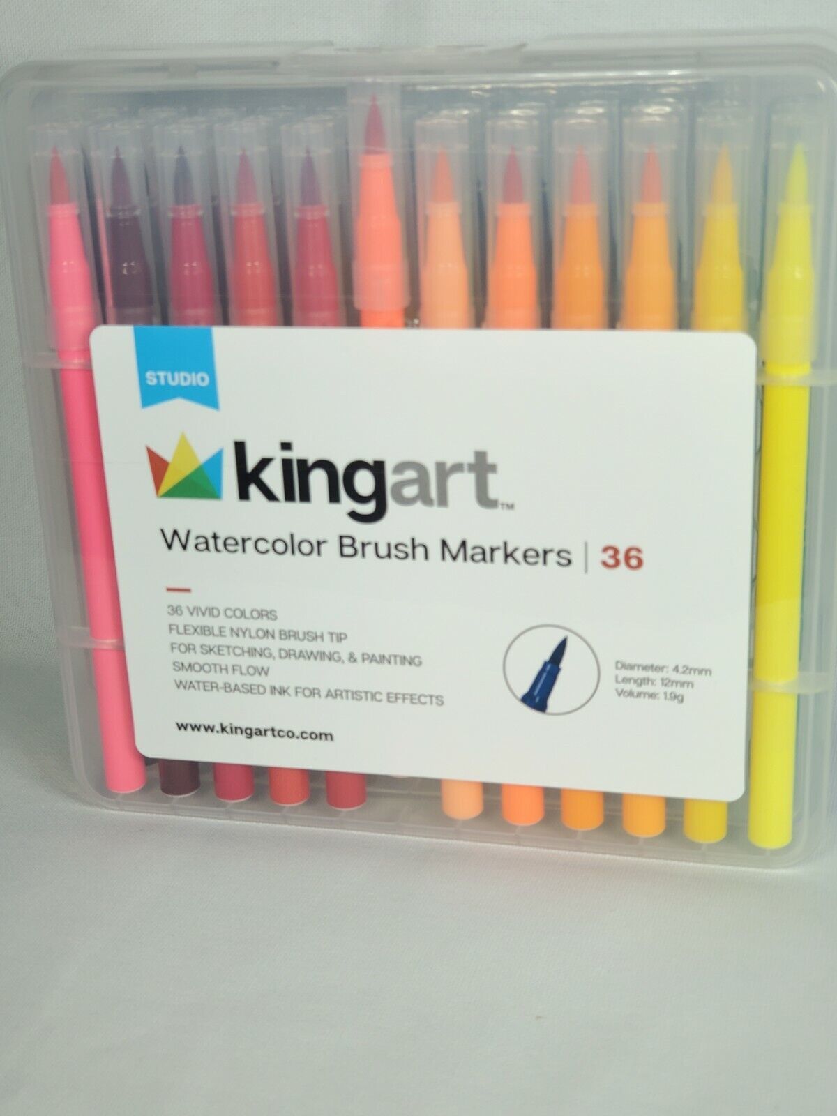 New KingArt Studio Tip Watercolor Brush Markers, Set of 36 Vivid Colors ...