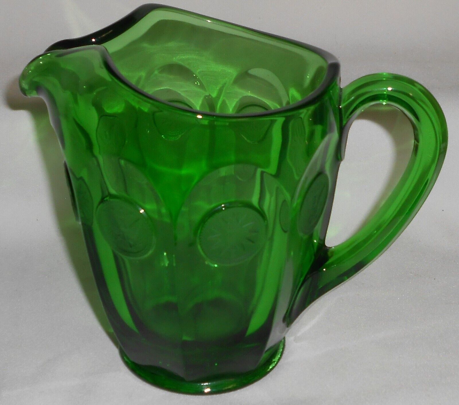 Fostoria COIN GLASS PATTERN Emerald Green 32 oz Pitcher MADEIN USA ...