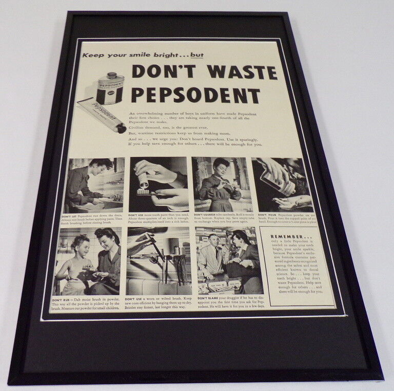 1942 Pepsodent Framed 11x17 ORIGINAL Vintage Advertising Poster - Other