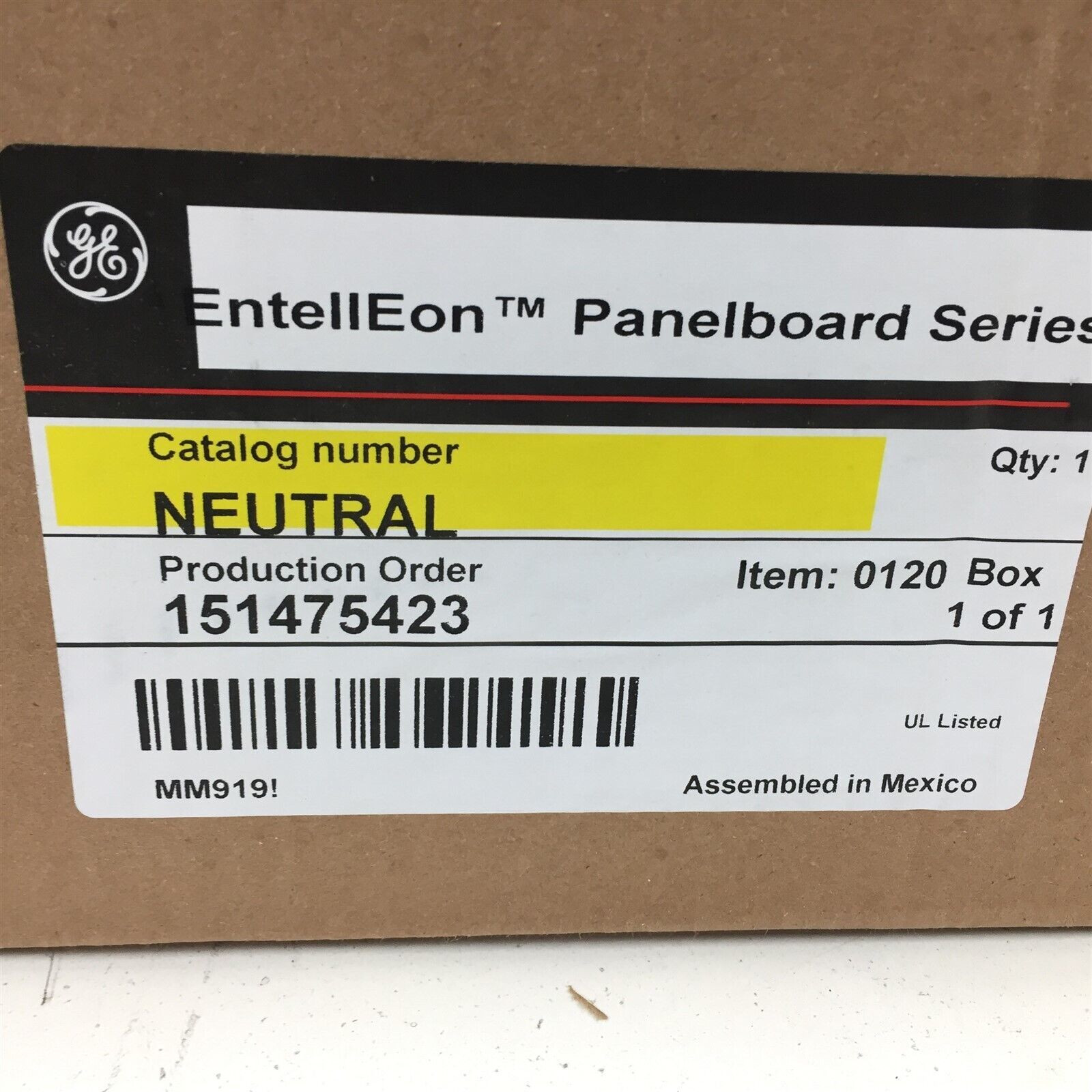 GE EntellEon Panelboard Series Neutral Kit NEU08ION - Electrical Panel ...
