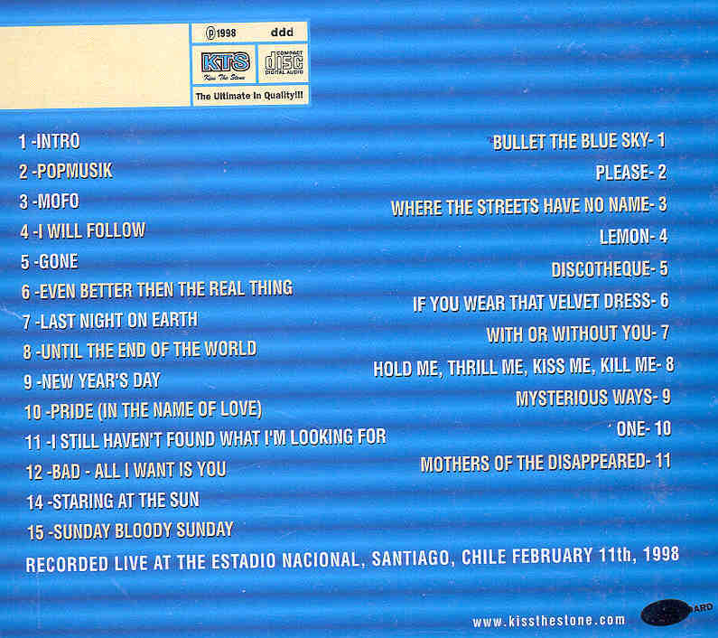 U2 - Chile Pop ( 2 CD set ) ( KTS )( Live at Estadio Nacional ...