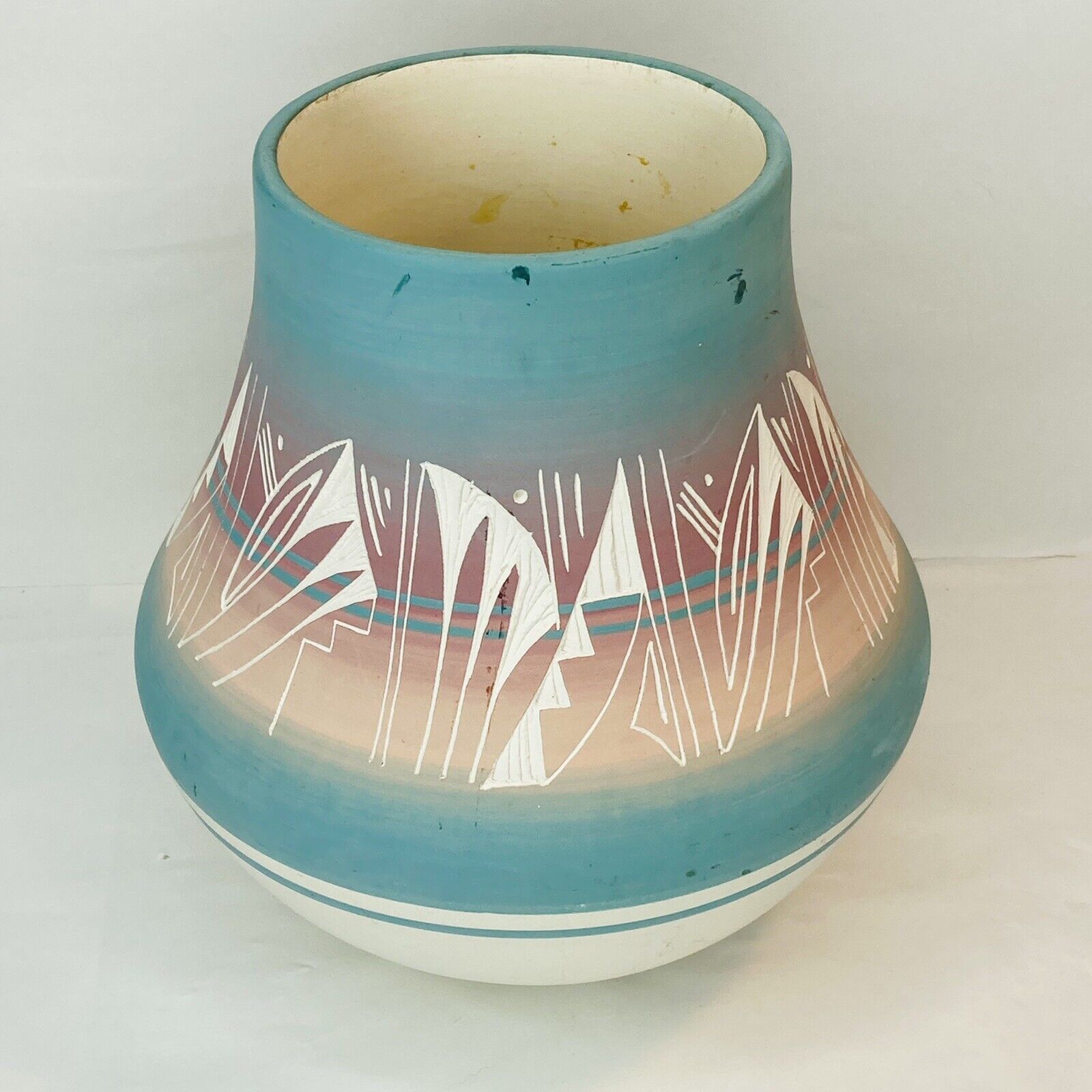 Native American Pottery Vessel Jar Indian Silas Large Navajo Aztec Vase ...