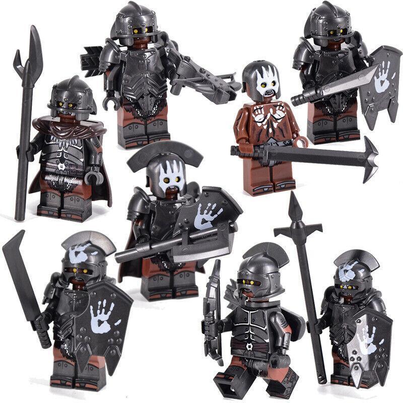 8pcs Lord Of The Rings Orcs Uruk-Hai Army Pikemen Archers Berserker Minifigures - Building Toys ...