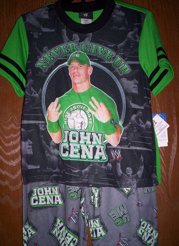 WWE John Cena Spring Pajamas size 10/12 NeW Shirt Pants 2 piece s/s Pjs ...