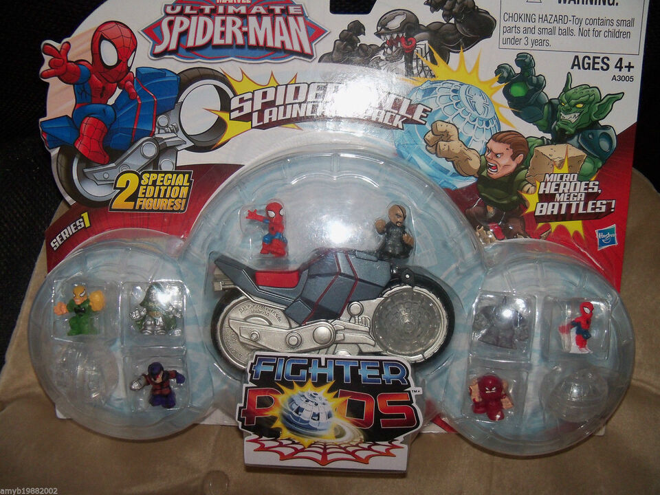 Marvel Ultimate Spider-Man Fighter Pods Spider Cycle Launcher Nick Fury ...