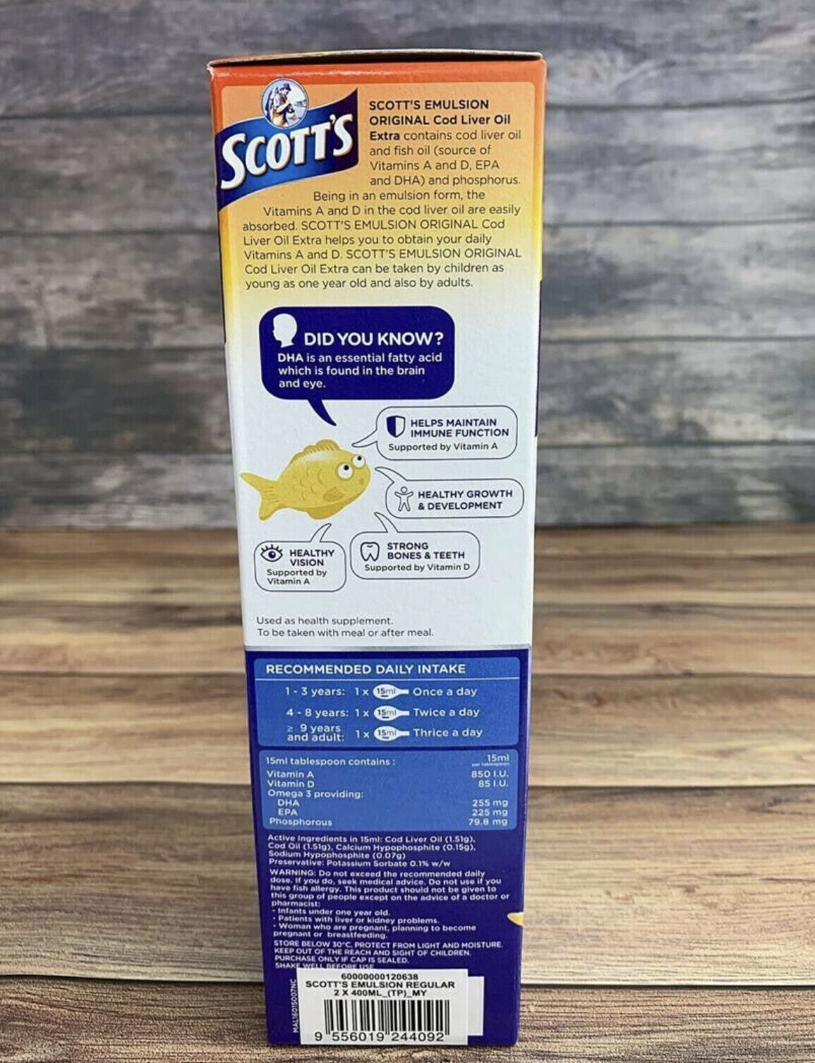 6 Bottles X 400ml SCOTT Emulsion Cod Liver Oil EXTRA Original Flavor ...